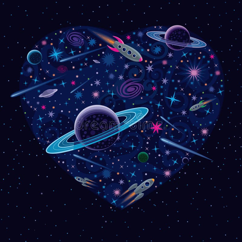 Valentine Cosmic Heart stock vector. Illustration of saturn - 28602728