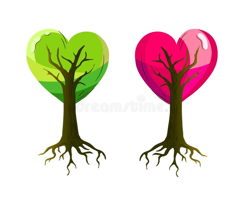 A Valentine with a Couple of Heart Shaped Trees Stock Vector ...