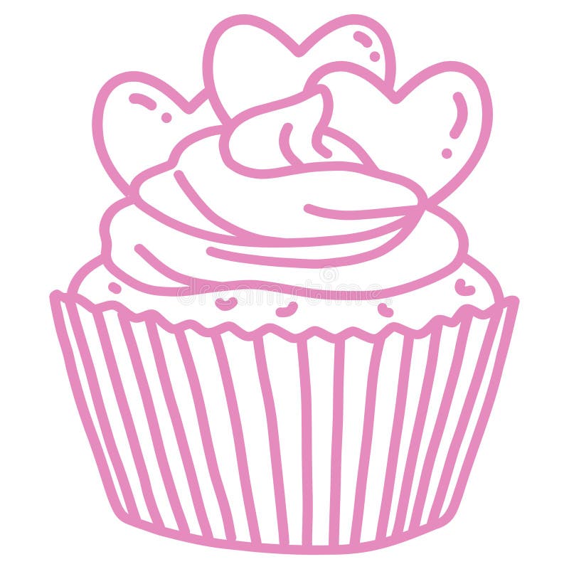 Valentine Cupcake Doodle Art Drawing Vector Illustration Stock Vector ...