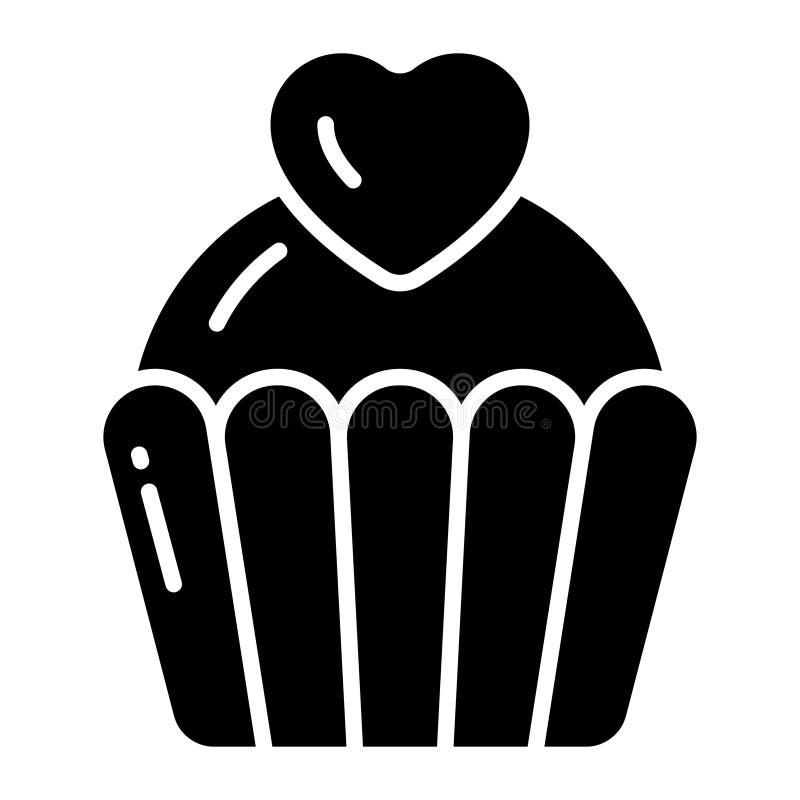 Valentine Cupcake Vector Design with Heart, Editable Icon Stock Vector ...
