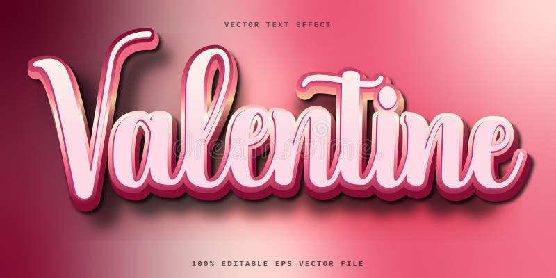 Valentine 3d Text Effect Editable Stock Vector - Illustration of modern ...