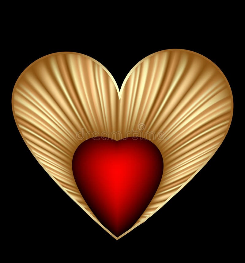 Valentine-dagkaart Met Gouden Hart. Vector Vector Illustratie ...