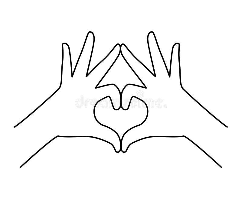 Hand In I Love You Sign With Red Heart Stock Vector Illustration Of