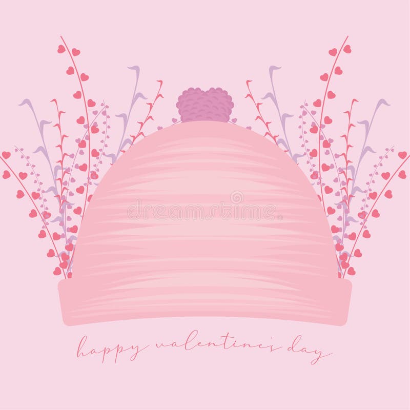Valentine Day Gift Card with a Winter Hat Vector Stock Vector ...