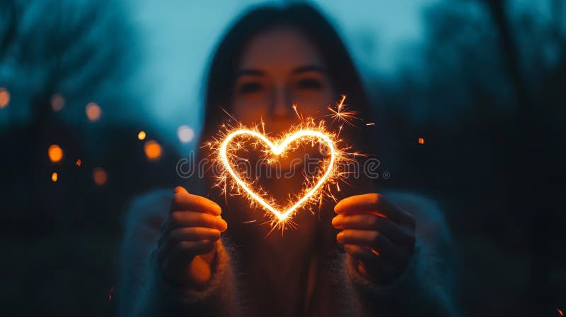 Motion and Light in Heart stock image. Image of sparkler - 355270043