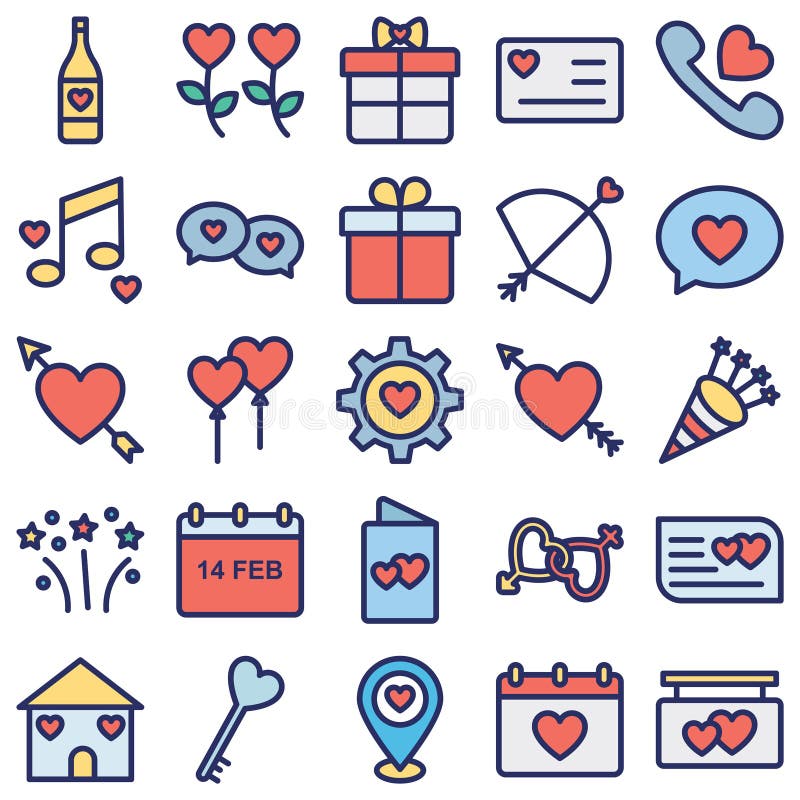 Valentine Day Isolated Vector Icons Set Every Single Icon Can Be Easily ...