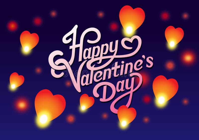 Valentine Day lettering stock vector. Illustration of lanterns - 65801857