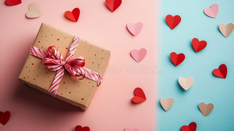 Valentine Day Message with a Gift Box and Paper Heart Stock Image ...