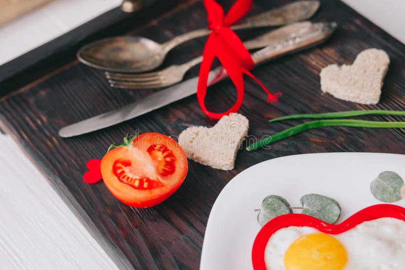 Valentine Day.romantic Breakfast Stock Photo - Image of vegetable ...