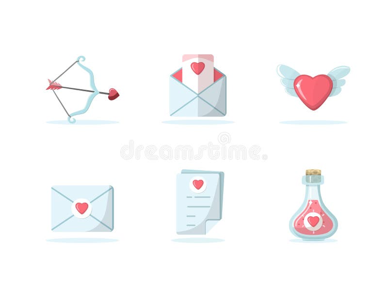 Valentine Day Romantic Items and Concepts Set Stock Vector ...