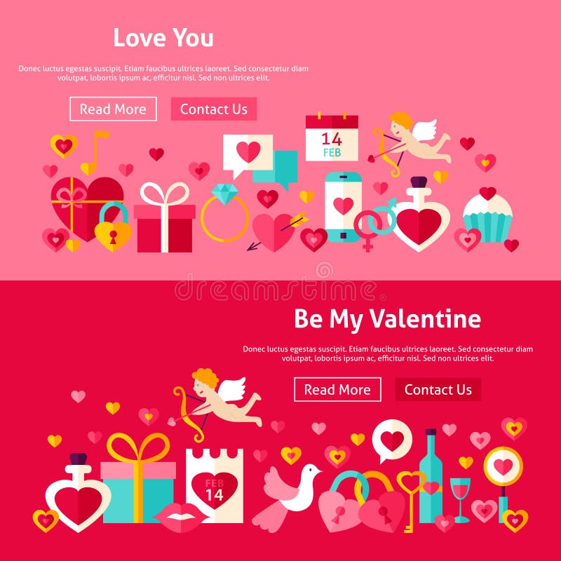 Valentine Day Website Banners Stock Vector - Illustration of ...