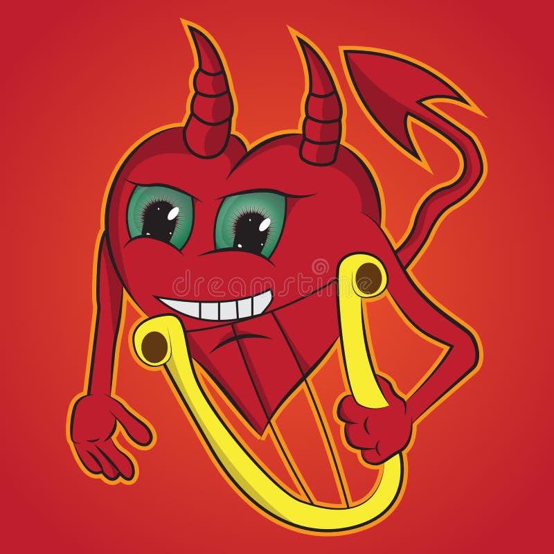 Valentine Devil Heart with Harp Stock Vector - Illustration of love ...