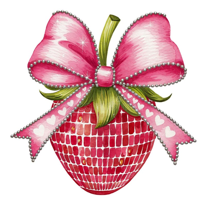 Valentine Disco Coquette Strawberry. Pink Coquette Bow Stock ...