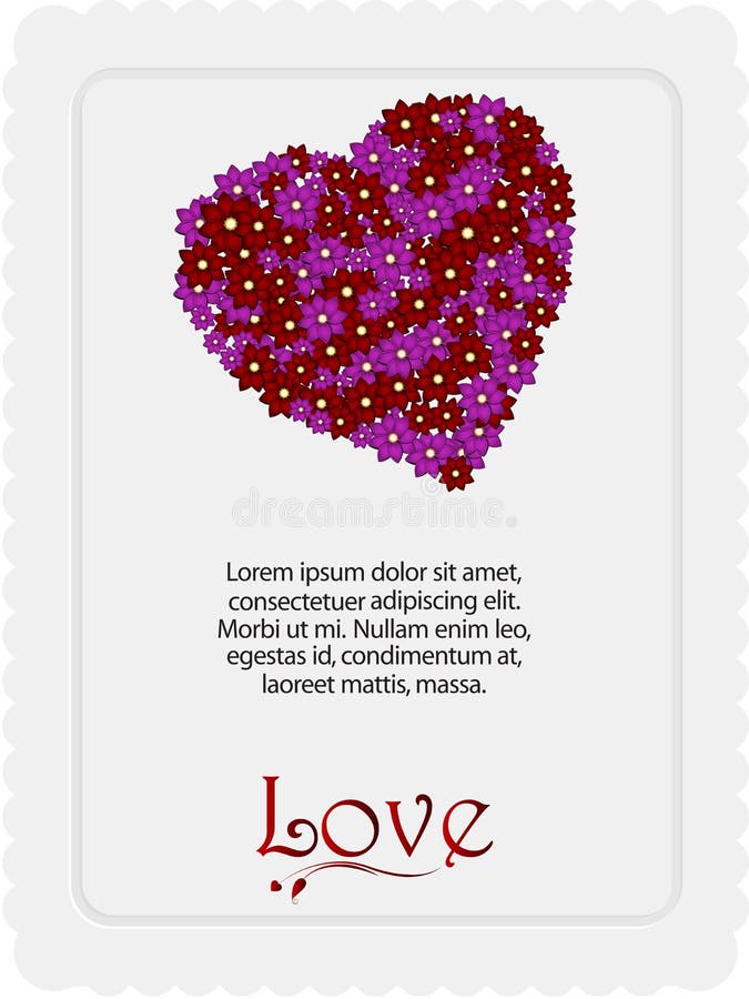 Valentine Floral Heart Card with Sample Text Stock Vector ...