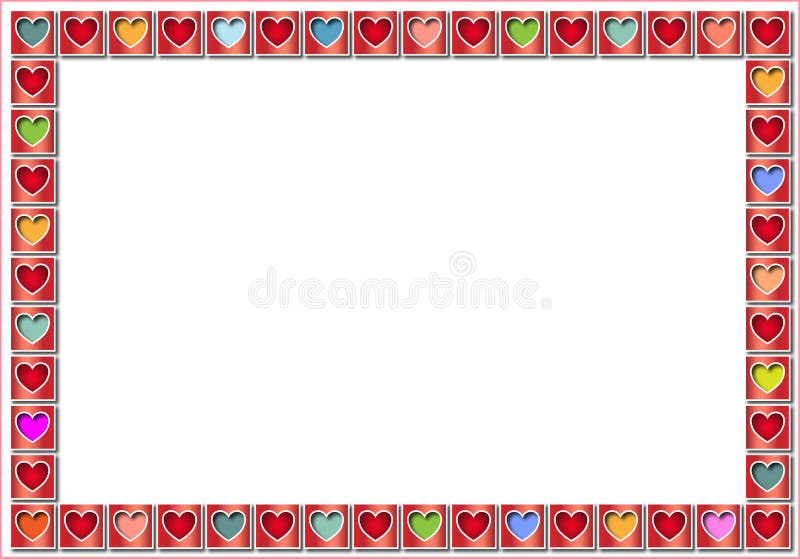 Valentine Frame with Pastel Colored Hearts Stock Illustration ...
