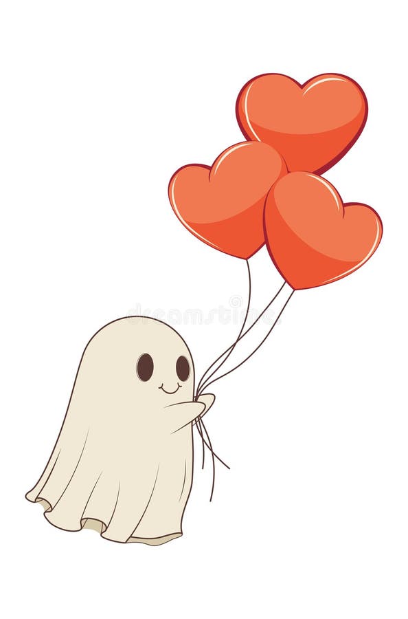 Valentine ghost with heart stock vector. Illustration of decoration ...