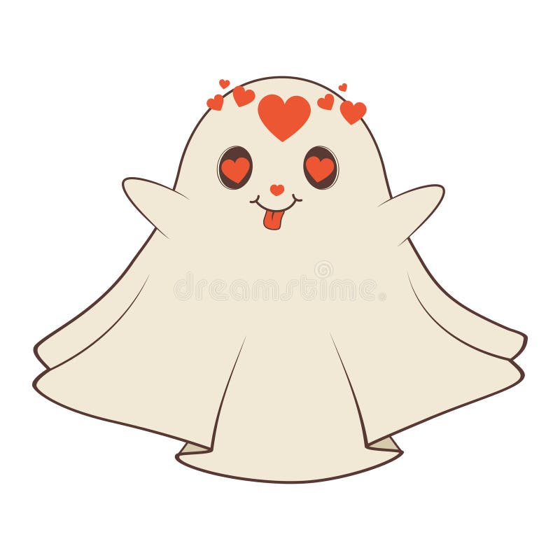 Valentine ghost with heart stock vector. Illustration of halloween ...