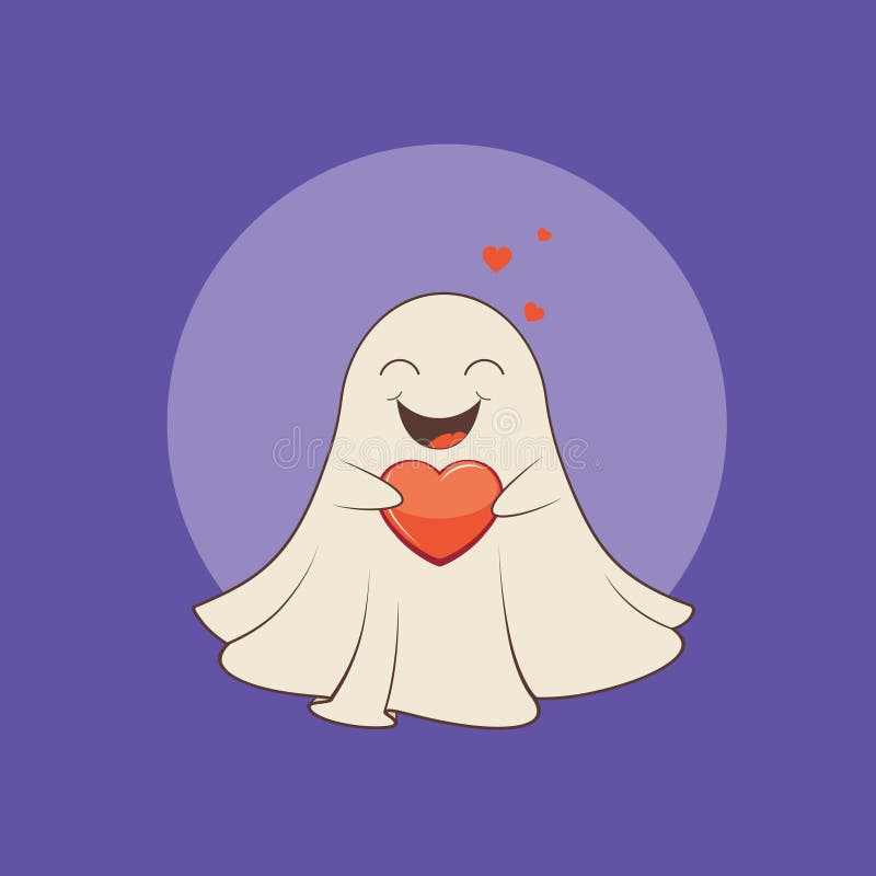 Valentine ghost with heart stock vector. Illustration of romance ...