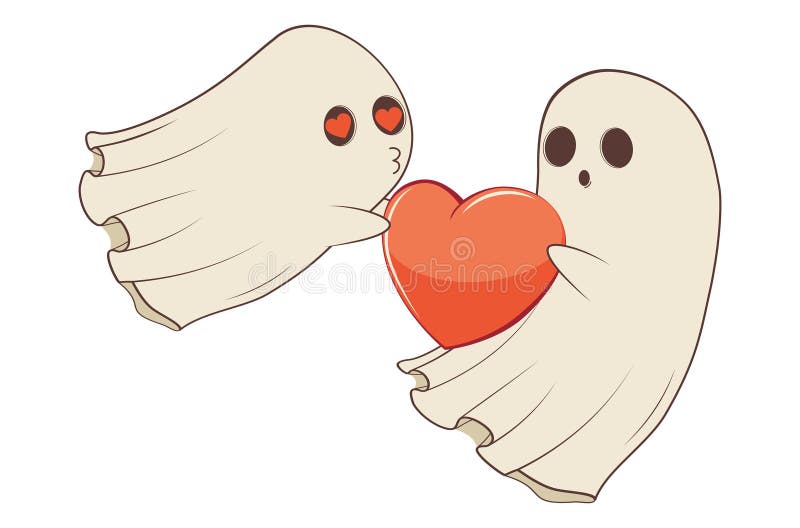 Valentine Ghosts with Heart Stock Vector - Illustration of smile ...