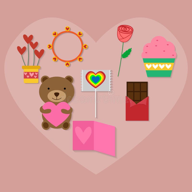 Valentine gift icon set stock vector. Illustration of love - 84495798