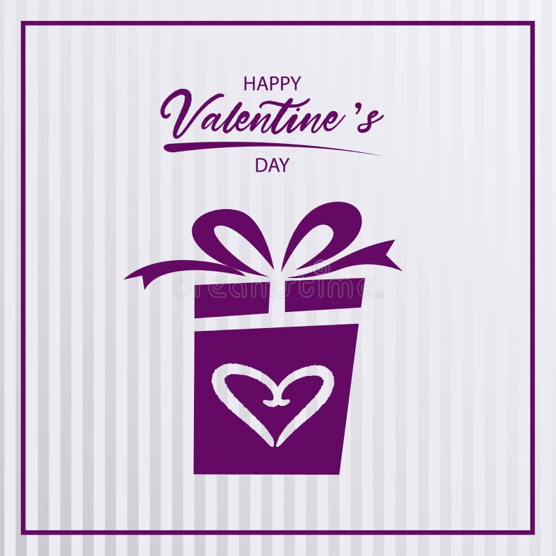Valentine Greeting Card with Gift in Purple Design Stock Vector ...