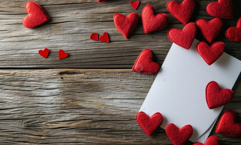 Valentine Greeting Card with Red Hearts Design and White Blank Sheet ...