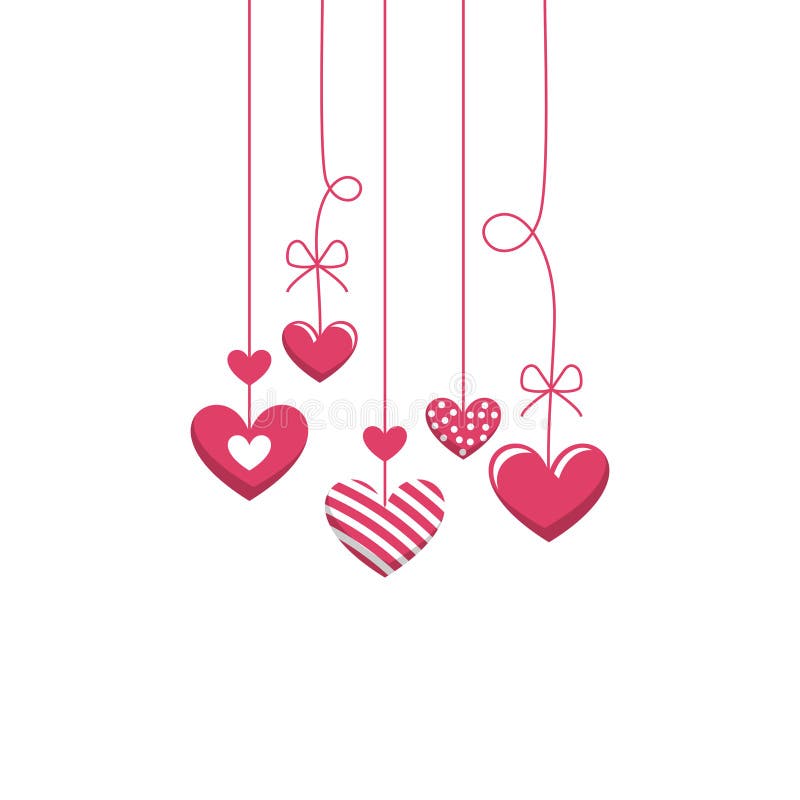 Valentine Hanging Border Decoration Stock Vector - Illustration of ...