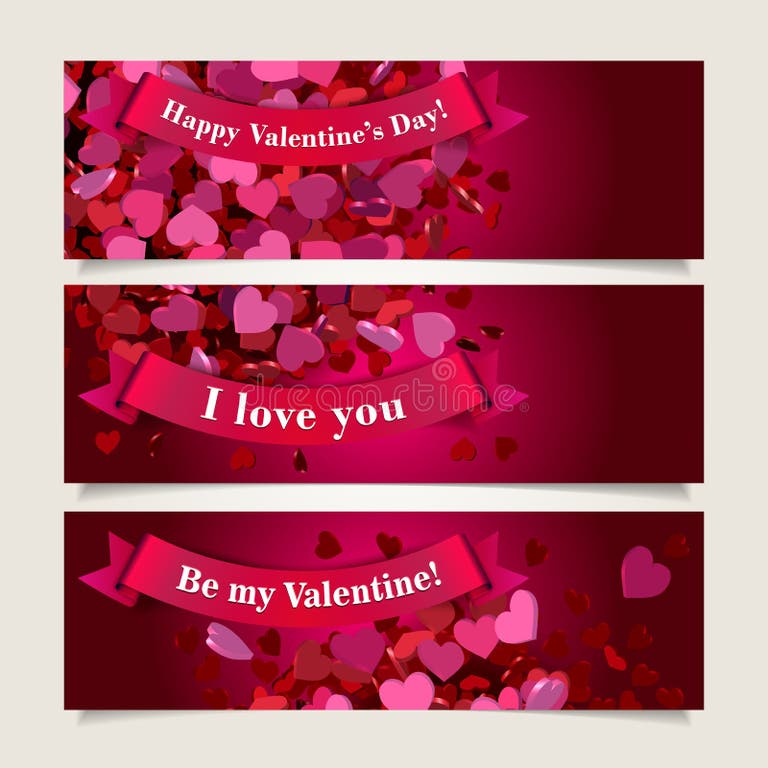 Valentine headers set stock illustration. Illustration of beautiful ...