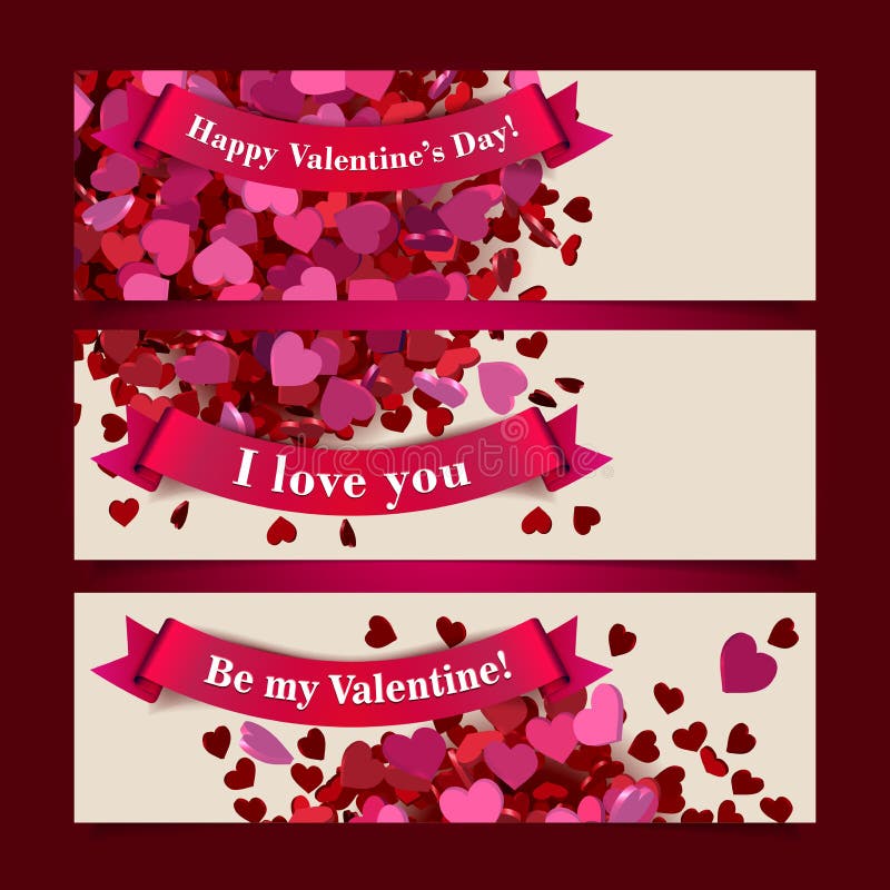 Valentine headers set stock vector. Illustration of color - 66099186