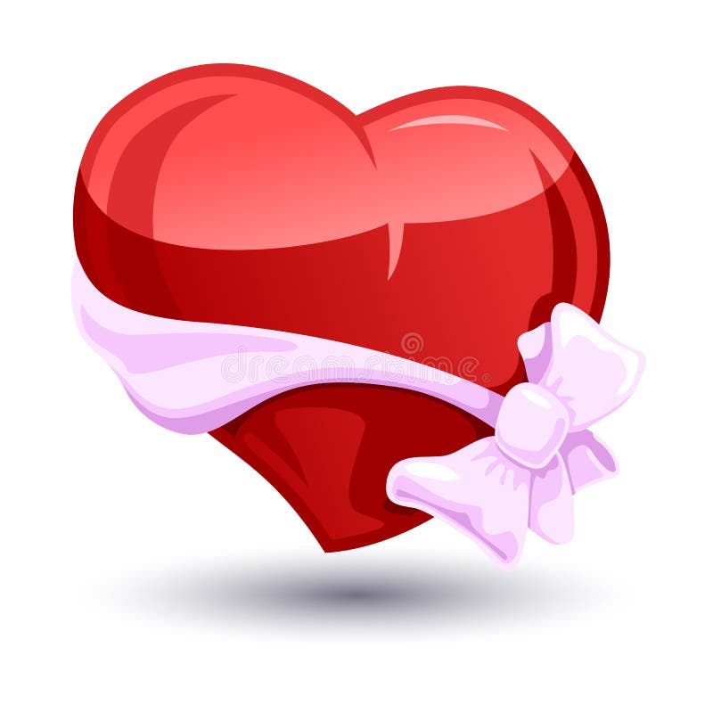 Valentine Heart with a Bow-knot Stock Vector - Illustration of cartoon ...