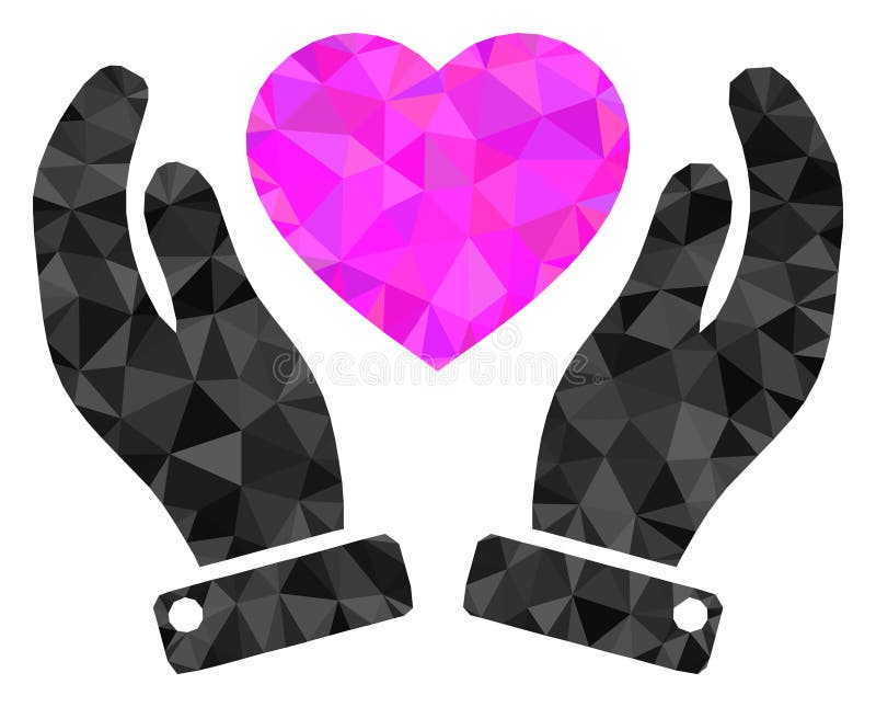 Valentine Heart Care Hands Polygonal Lowpoly Flat Icon Stock Vector ...