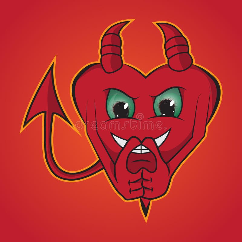 Valentine Heart of the Devil Imp Stock Vector - Illustration of ...