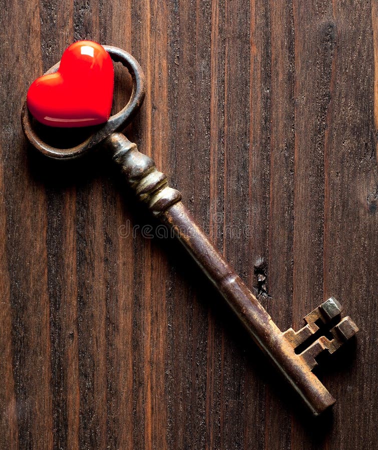 Valentine Heart and Rusty Key Stock Photo - Image of romantic, shape ...