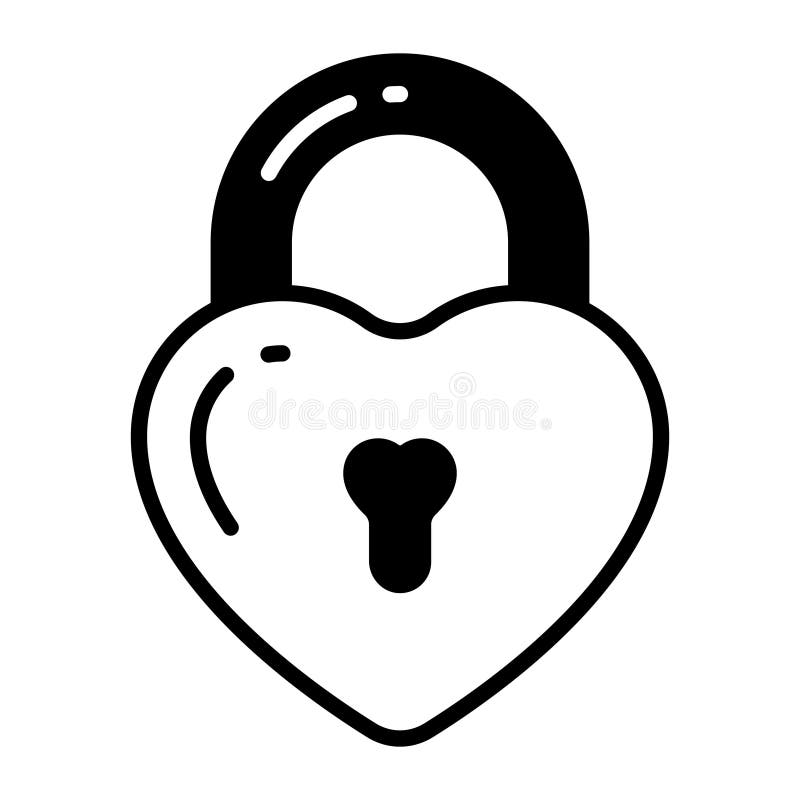 Valentine Heart Shape Lock, Vector Icon of Love Padlock Stock Vector ...