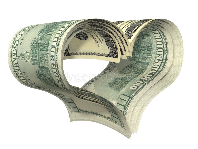 Valentine Heart Shape Made by Dollars Isolated Stock Illustration ...