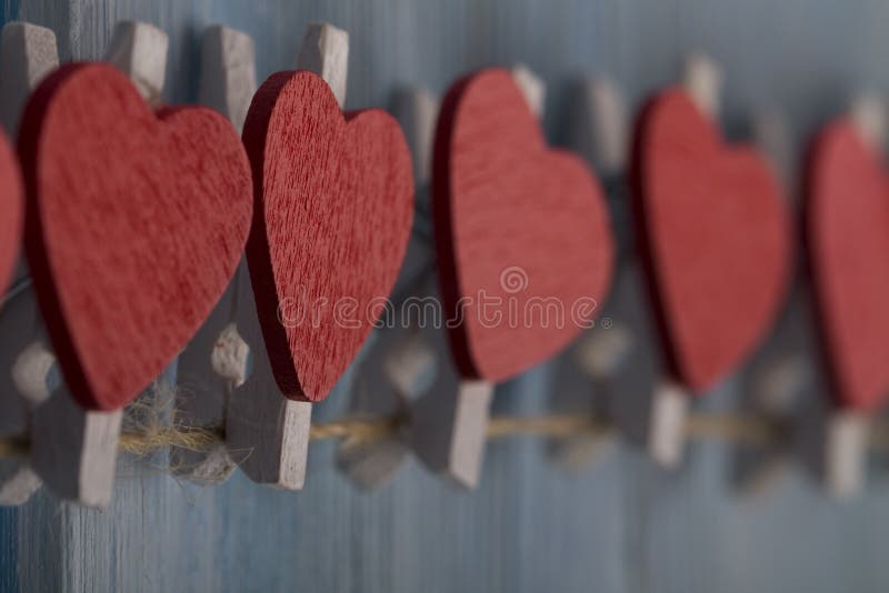 Valentine Hearts Hanging on String Stock Image - Image of emotion ...