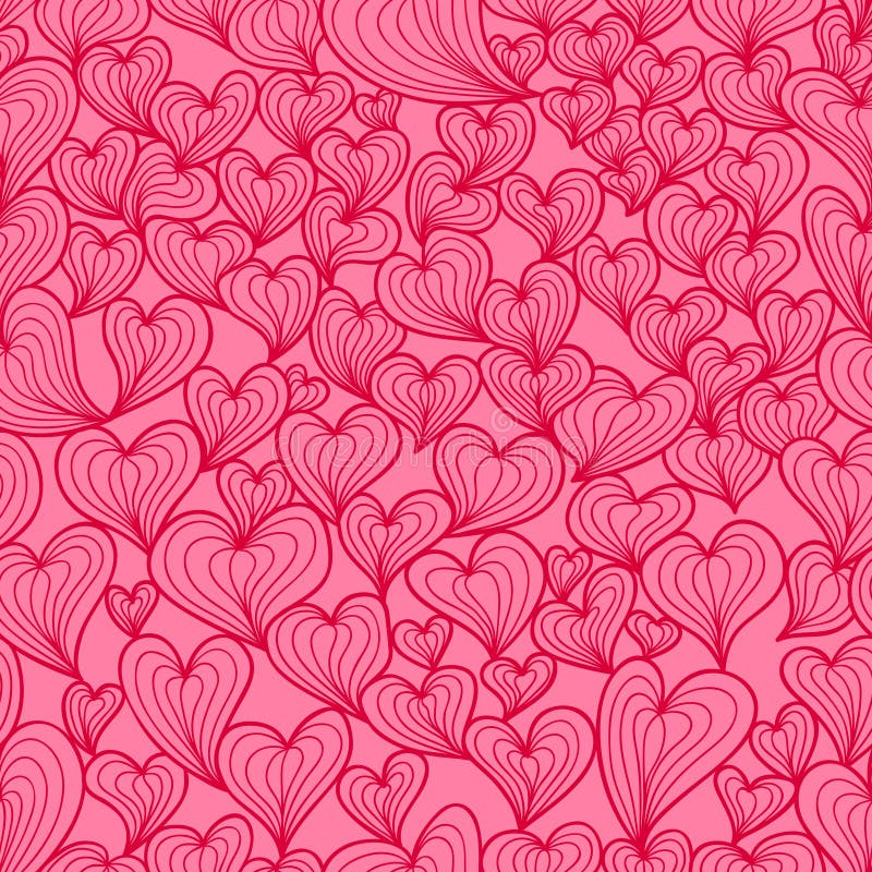 Fancy Hearts Seamless Pattern Stock Vector - Illustration of delicate ...