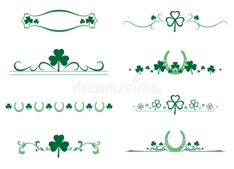 A Set of St Patricks Day Shamrock Dividers Stock Vector - Illustration ...