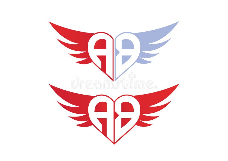 AB Valentine Love Alphabet Logo Design Concept Stock Vector ...