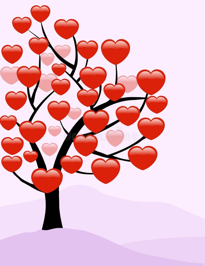 Valentine Love Tree - Vector Stock Vector - Illustration of black, pink ...