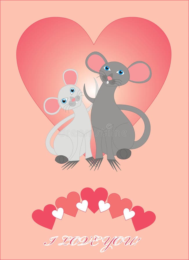 Mice In Love With Pink Hearts Stock Vector - Illustration of commit ...