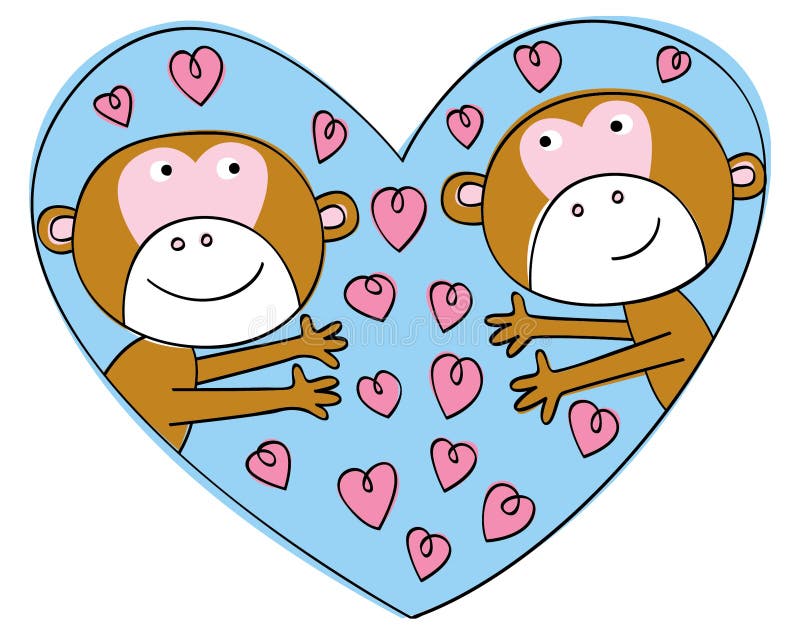 Valentine Monkeys stock vector. Illustration of vector - 4038392