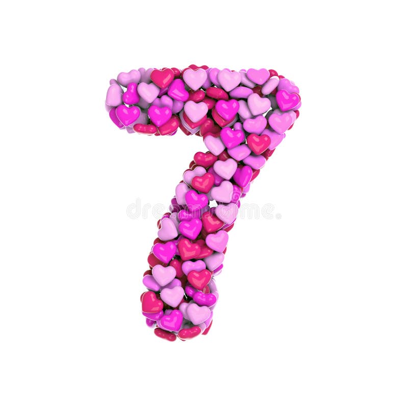 Valentine Number 7 - 3d Heart Digit - Suitable for Valentine`s Day ... Valentine Number 7 - 3d Heart Digit - Suitable for Valentine`s Day ...