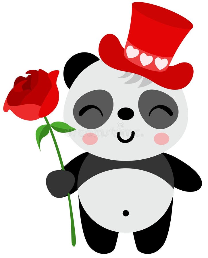 3d Panda rose stock illustration. Illustration of asia - 39697233