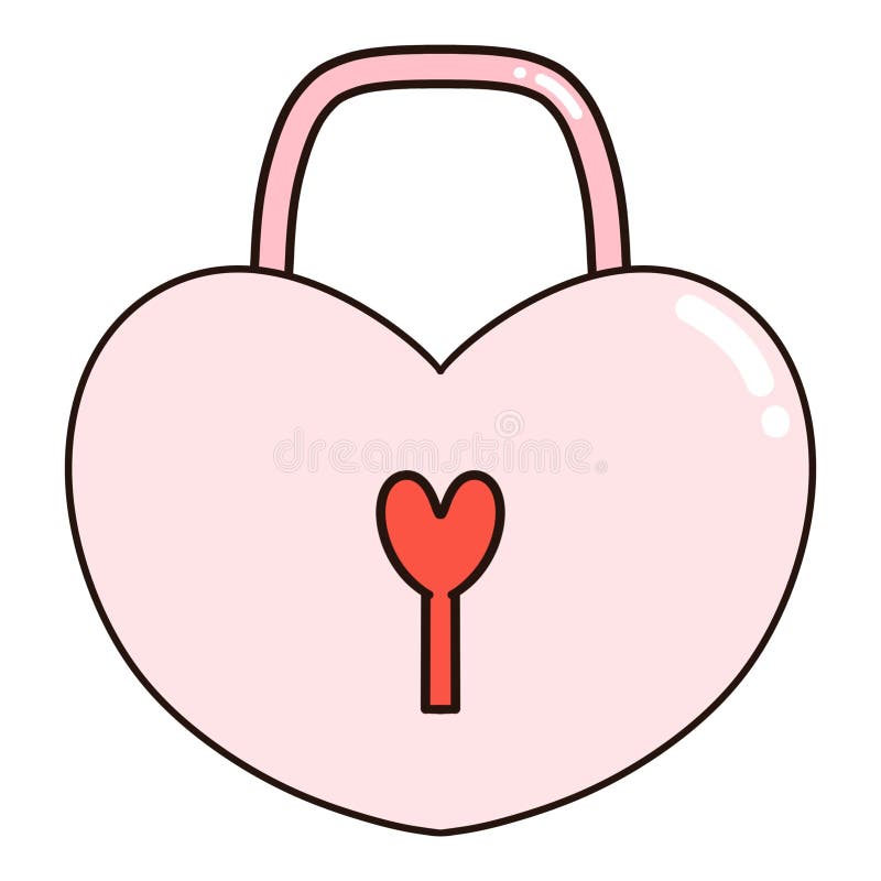 Valentine Pink Heart Shaped Lock Clipart Stock Illustration ...