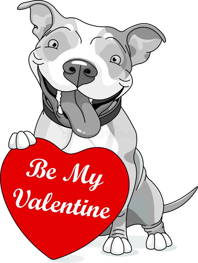 Valentine Pit Bull Com Coração Ilustração do Vetor - Ilustração de ...