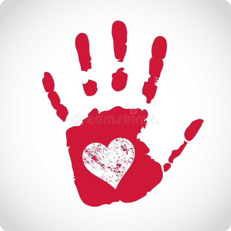 Valentine Postcard with Handprints and Heart Stock Vector ...