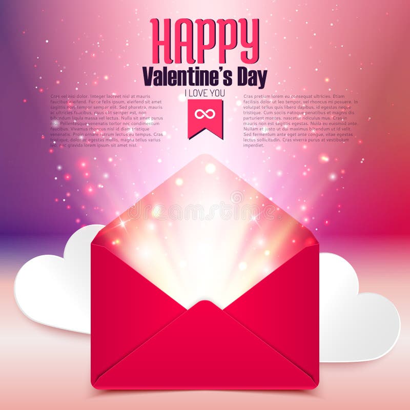 Valentine Postcard with Love Letter Surprise on Defocused Bokeh ... Valentine Postcard with Love Letter Surprise on Defocused Bokeh ...