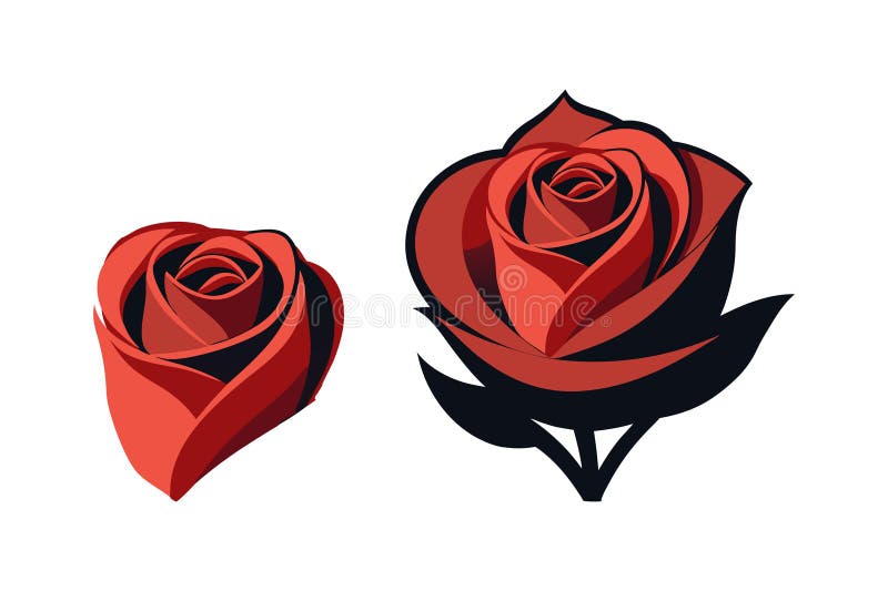 Valentine Red Rose Artwork, Rose Silhouette, Rose Vector, Love Flower ...