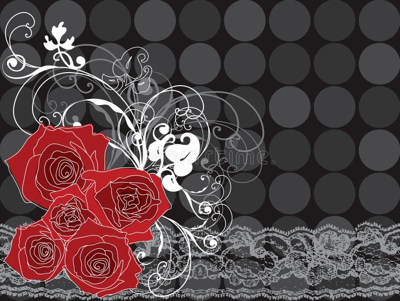 Valentine Red Roses and Lace Stock Vector - Illustration of black ...